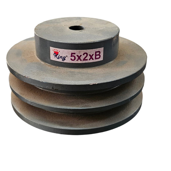 King V-Belt Pulley 5 Inch 2 Groove B Section | Solid Cast Iron CI Pull ...