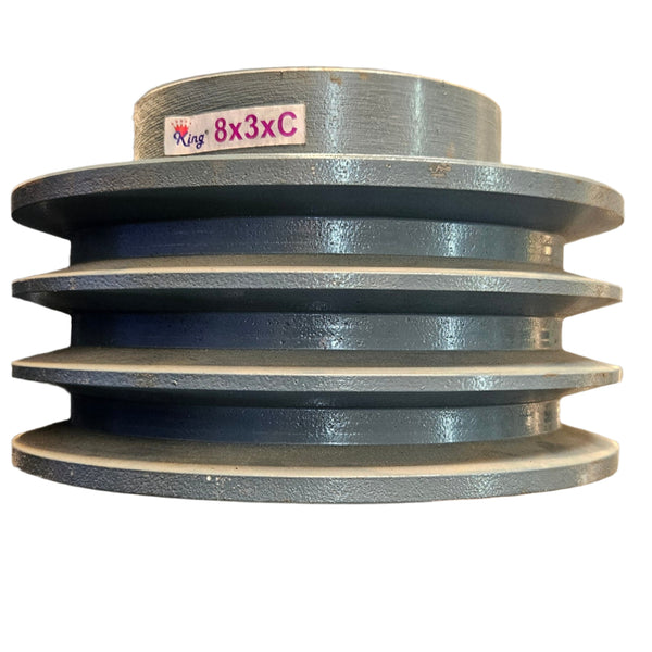King V-Belt Pulley 8 Inch 3 Groove C Section | Solid Cast Iron CI Pull ...