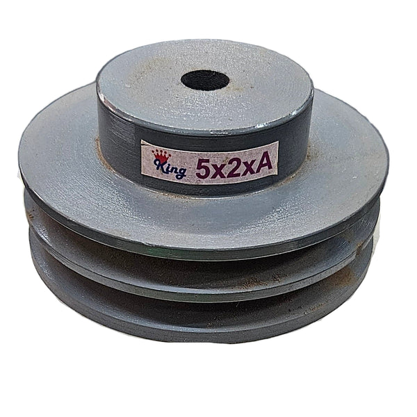 King V-Belt Pulley 5 Inch 2 Groove A Section | Half Solid Cast Iron CI ...
