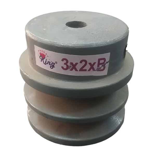 King V-Belt Pulley 3 Inch 2 Groove B Section | Solid Cast Iron CI Pull ...
